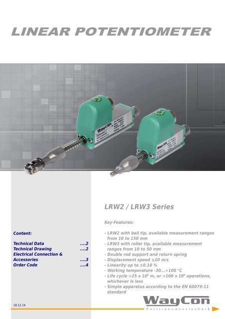 LINEAR POTENTIOMETER LRW2/LRW3