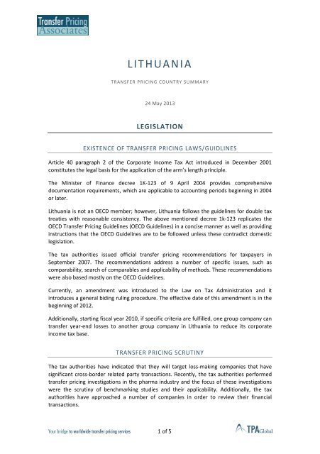 Transfer Pricing Agreement Template