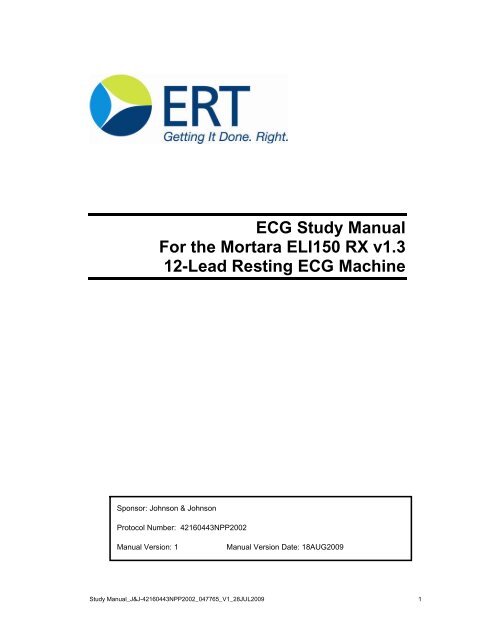ECG Study Manual For the Mortara ELI150 RX v1.3 12-Lead ...