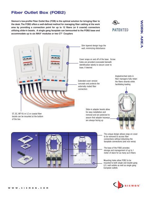 Fiber Outlet Box (FOB2) - Siemon