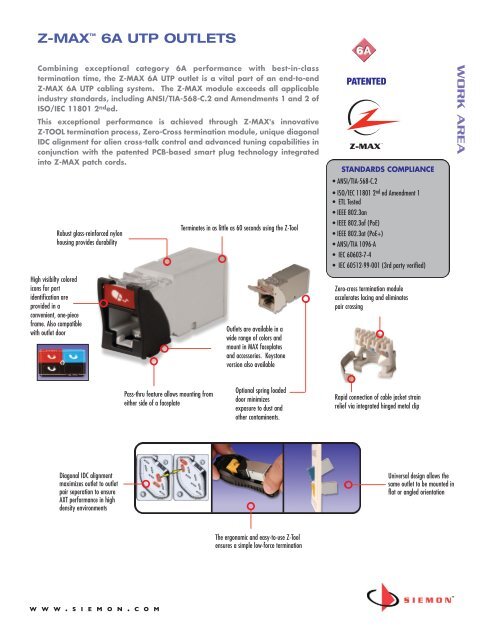 Z-MAX™ 6A UTP OUTLETS - Siemon