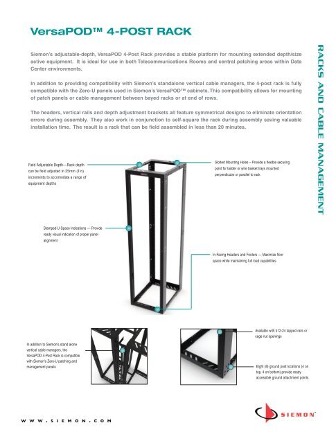 VersaPOD 4-Post Rack - Siemon