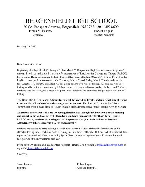 PARCC Letter to Parents