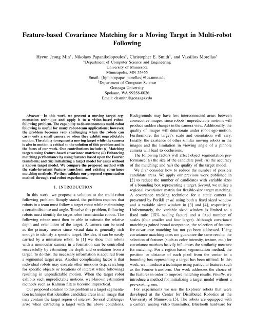 Feature Based Covariance Matching For A Moving Target In Multi Robot