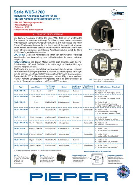 Serie WUS-1700 - PIEPER GmbH