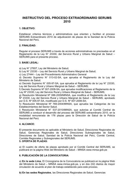 instructivo del proceso extraordinario serums 2010 - Direccion ...