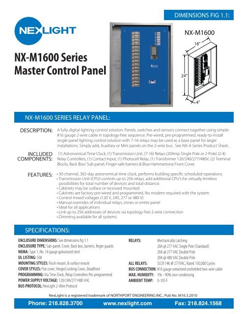 NX-M1600 Series Master Control Panel - Nexlight