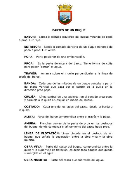 PARTES DE UN BUQUE BABOR: Banda o costado izquierdo del ...