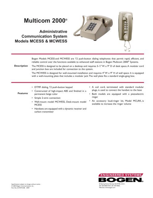 mcess & mcwess - Bogen Engineered Systems