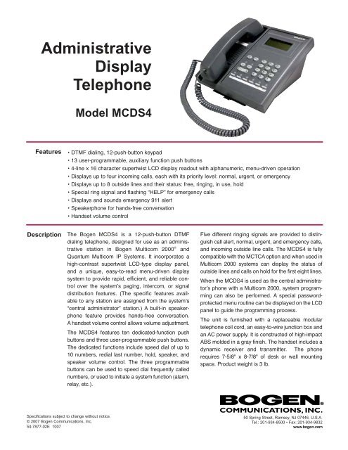 MCDS4 - Bogen Engineered Systems