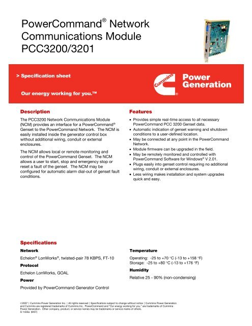 PowerCommand Network Communications Module PCC3200/3201
