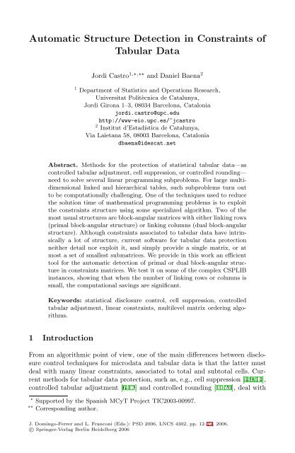 Automatic Structure Detection In Constraints Of Tabular Data