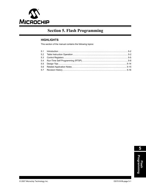dsPIC33F Family Reference Manual - Section 5. Flash Programming
