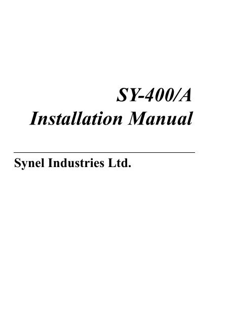 SY-400/A Installation Manual - Synel