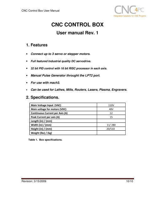 CNC CONTROL BOX - CNC4PC