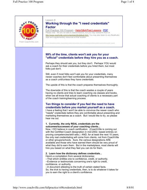 Full Practice 100 Program - CoachVille