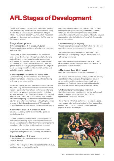 AFL Stages of Development - AFL Community