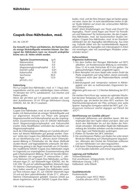 Czapek-Dox-Nährboden, mod. - mibius