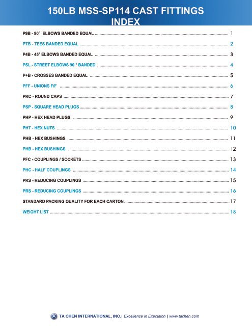 150lb mss-sp114 cast fittings - Ta Chen International, Inc.