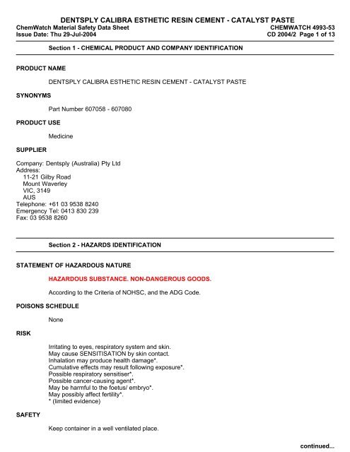 dentsply calibra esthetic resin cement - catalyst paste