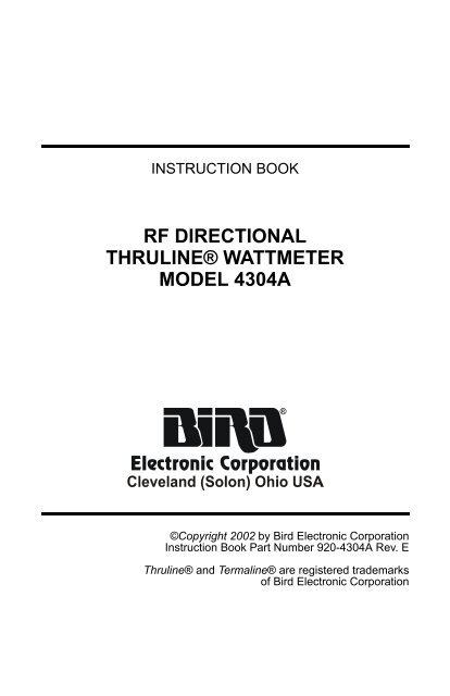 Bird 4304A RF Directional Thruline Wattmeter - SGLabs