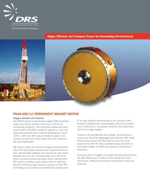 PA44-450/LC PERMANENT MAGNET MOTOR - DRS Technologies