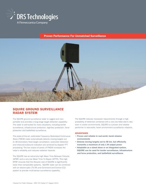 SQUIRE GROUND SURVEILLANCE RADAR SYSTEM