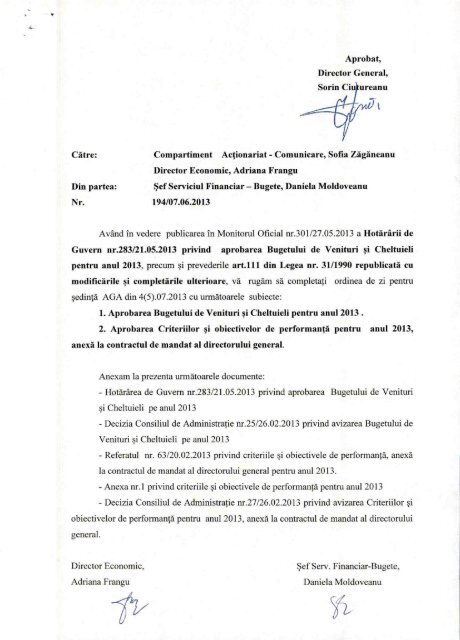 Aprobat, Director General, - oil terminal