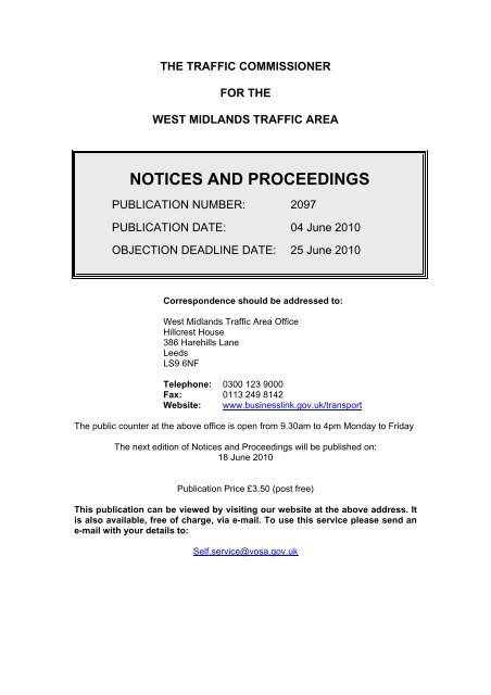 notices and proceedings - Driver and Vehicle Licensing Agency
