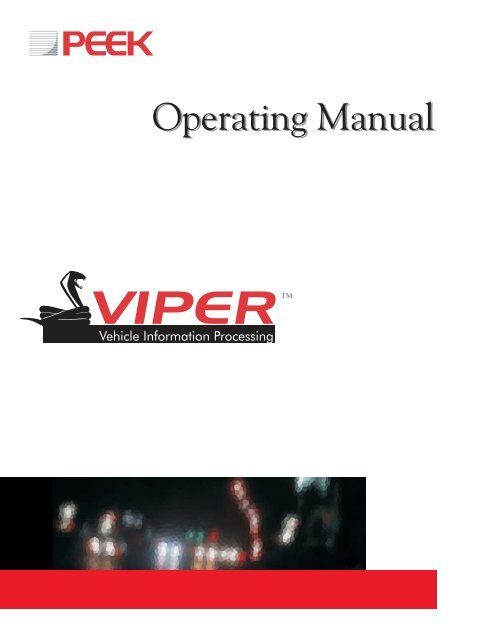 Viper Operating Manual - Peek Traffic