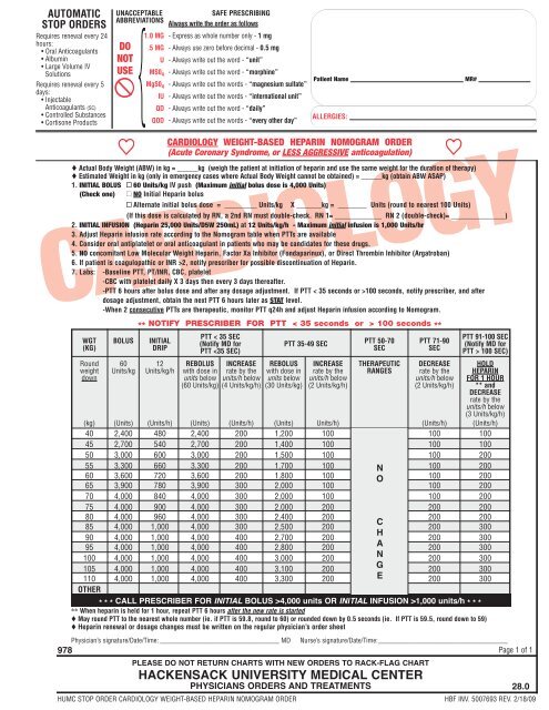 Heparin Cardiac Nomogram - HUMCMD.net