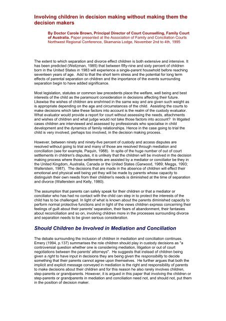 Involving children in decision making without making them the ...