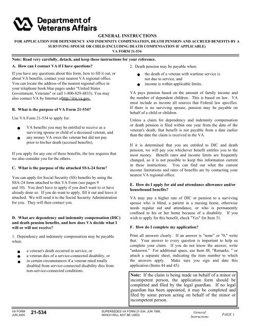 VA Form 21-534 - Assisted Living Federation of America