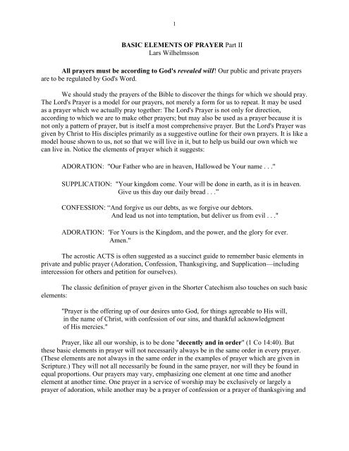 Basic Elements in Prayer Part II - Vital Christianity