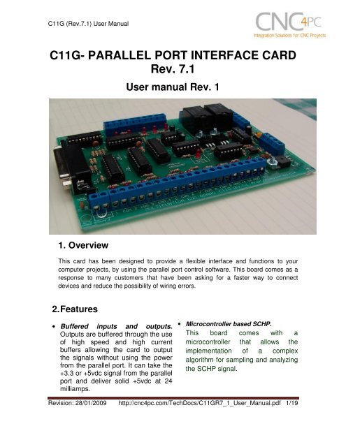 C11G- PARALLEL PORT INTERFACE CARD Rev. 7.1 - CNC4PC