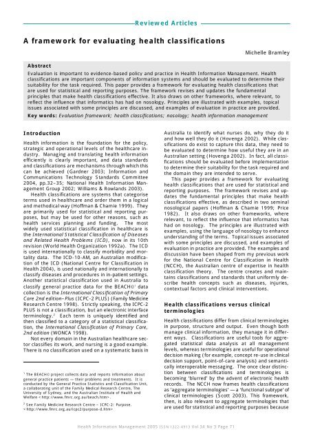 A framework for evaluating health classifications - Health Information ...