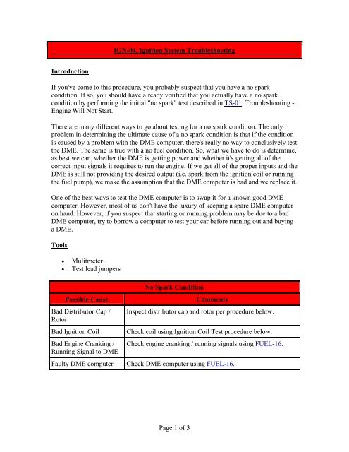 Ignition System Troubleshooting - Clark's Garage
