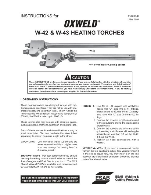 W-42 & W-43 HEATING TORCHES