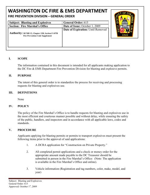 Blasting Explosives Permit Requirements - fems