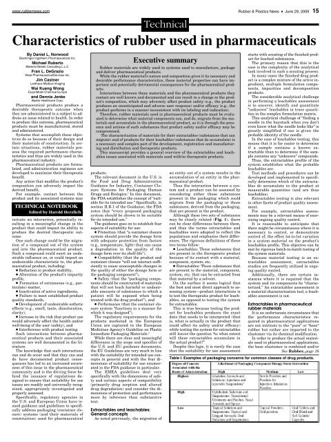 Characteristics of rubber used in pharmaceuticals - RubberNews.com