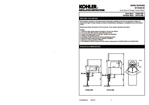 Installation Instructions - Kohler