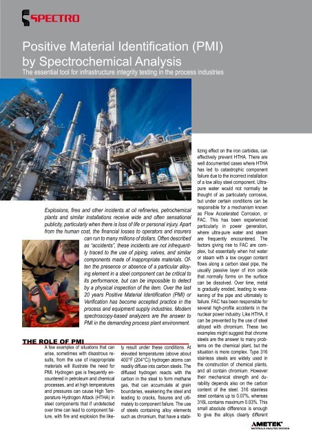 Positive Material Identification (PMI) by ... - SPECTRO Live