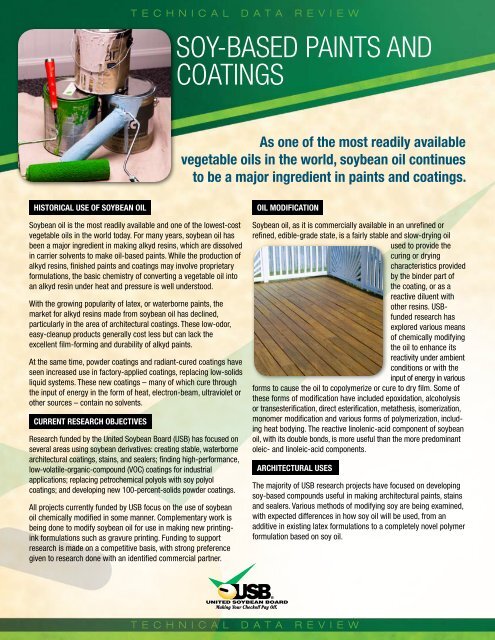 SOY-BASED PAINTS AND COATINGS - Soy New Uses