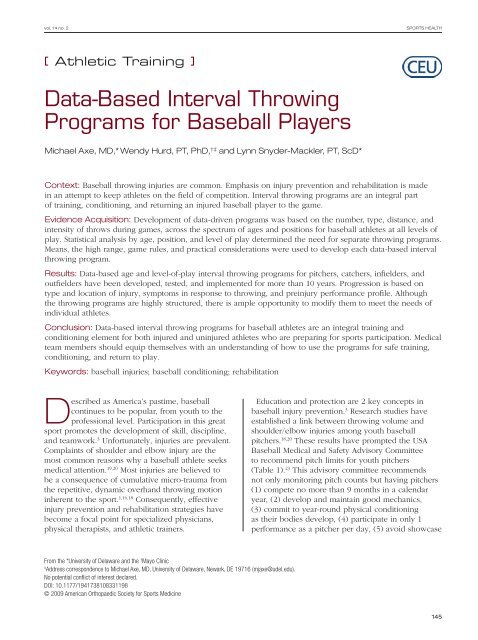 Interval Throwing Program - BallCharts.com