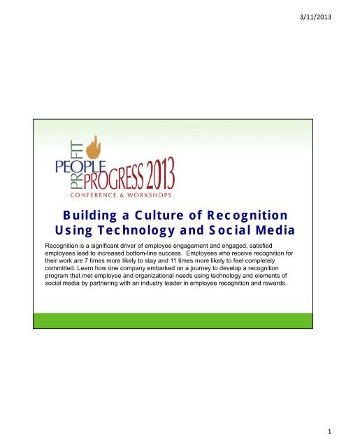 Building a Culture of Recognition Using Technology and Social Media