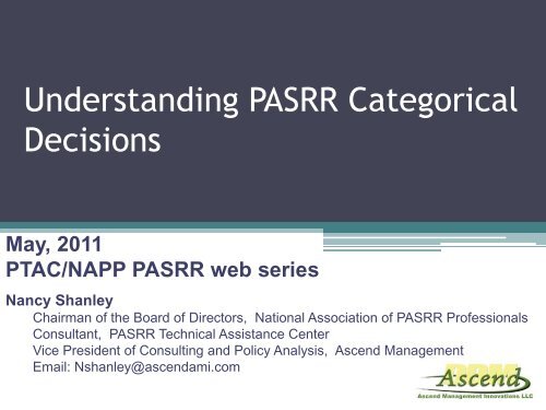 Understanding PASRR Categorical Decisions - pasrr.org