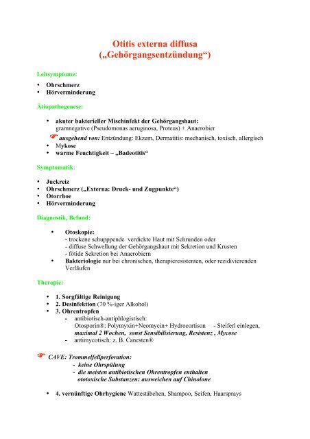 Otitis externa diffusa („Gehörgangsentzündung“)