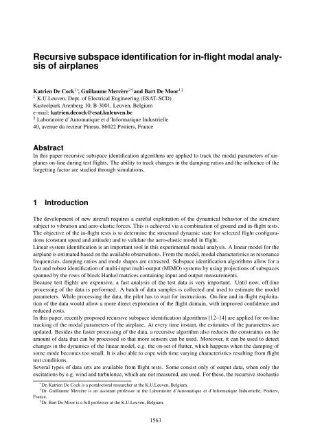 Recursive subspace identification for in-flight modal ... - ResearchGate