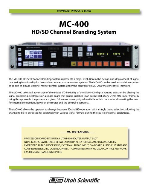 MC-400 Brochure.indd - Utah Scientific