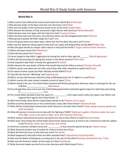 World War II Study Guide With Answers world-war-ii-study-guide-with-answers